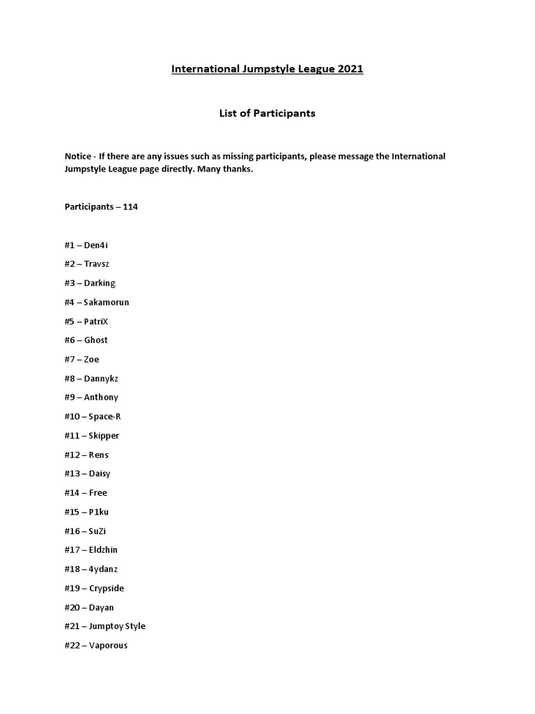 Participant List | PDF