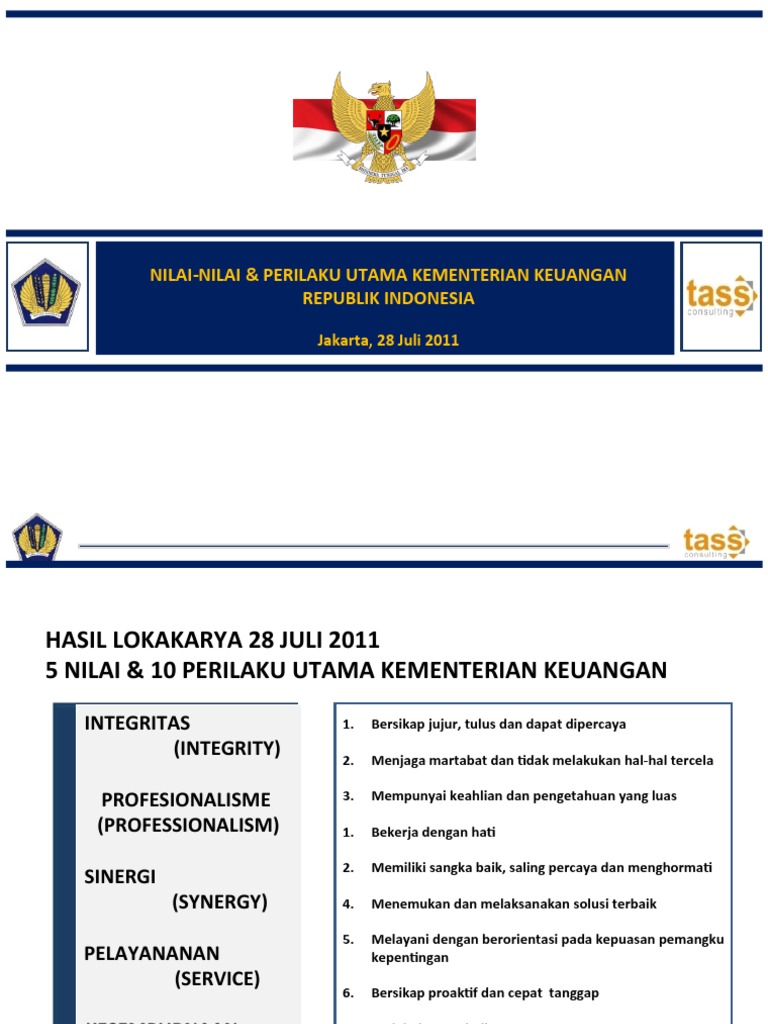 Materi Nilai Nilai Kemenkeu | PDF