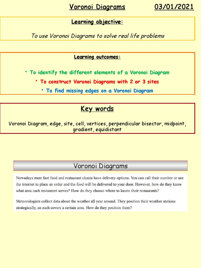 To Use Voronoi Diagrams To Solve Real Life Problems: Learning Objective ...