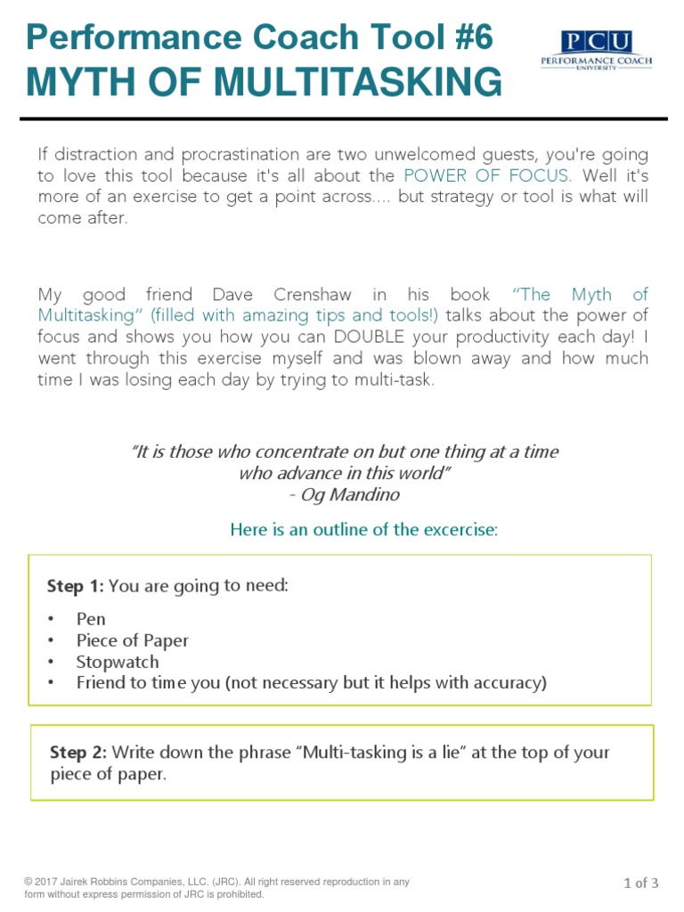 Myth Of Multitasking Pdf Communication Human Nature