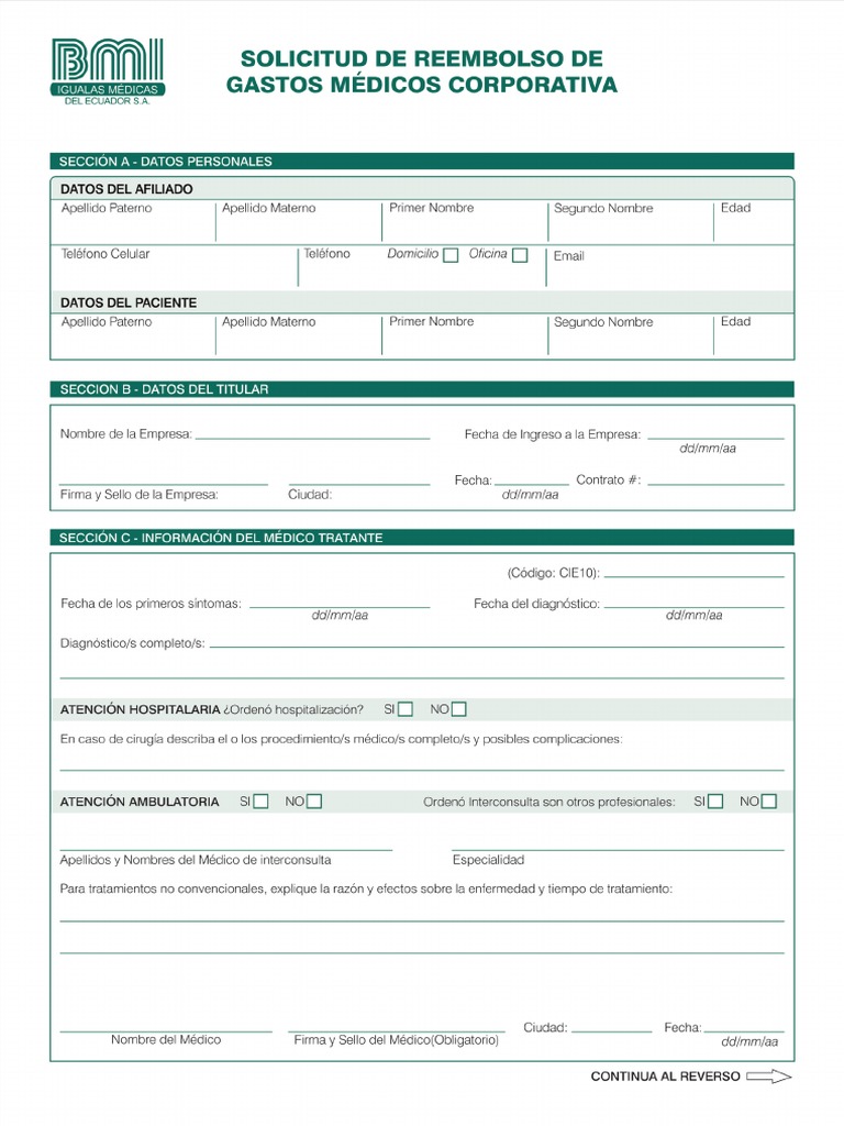 Formulario de Reclamos Corporativo - Bmi Igualas Medicas - 2018 | PDF