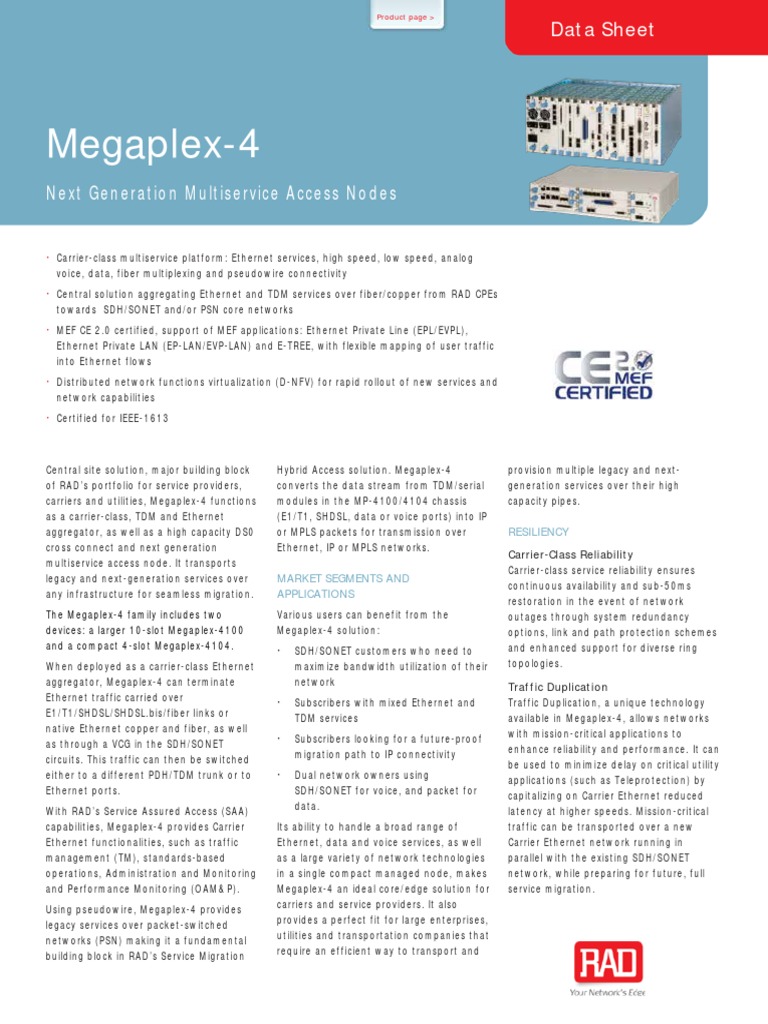 Megaplex-4: Next Generation Multiservice Access Nodes | PDF | Computer Network | Computer ...