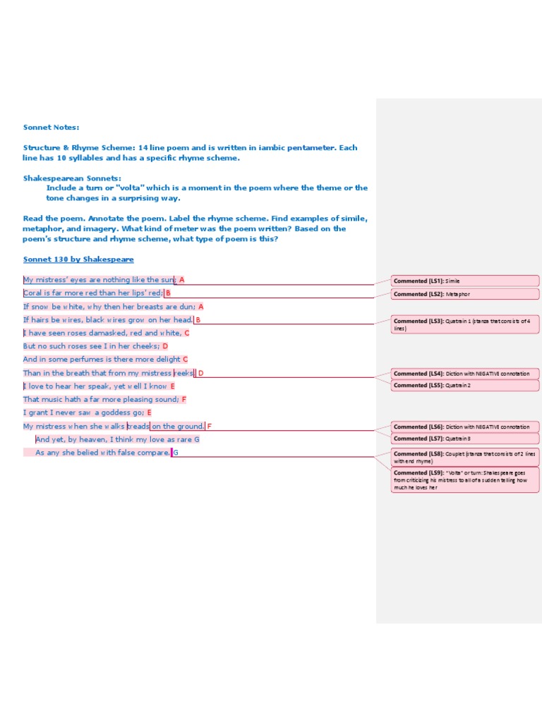 Sonnet Review Pdf Stanzaic Form Poetry