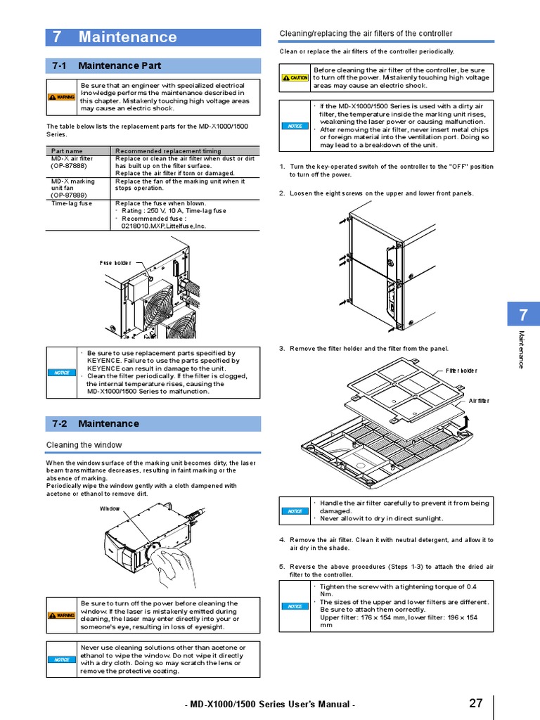MD-X1000 - 1500 - Maintenance Manual | PDF | Fuse (Electrical ...