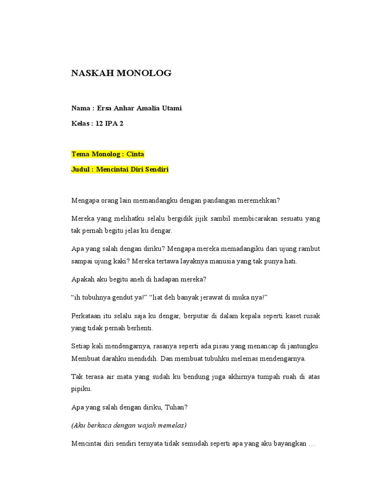 Tugas Seni (Naskah Monolog) | PDF