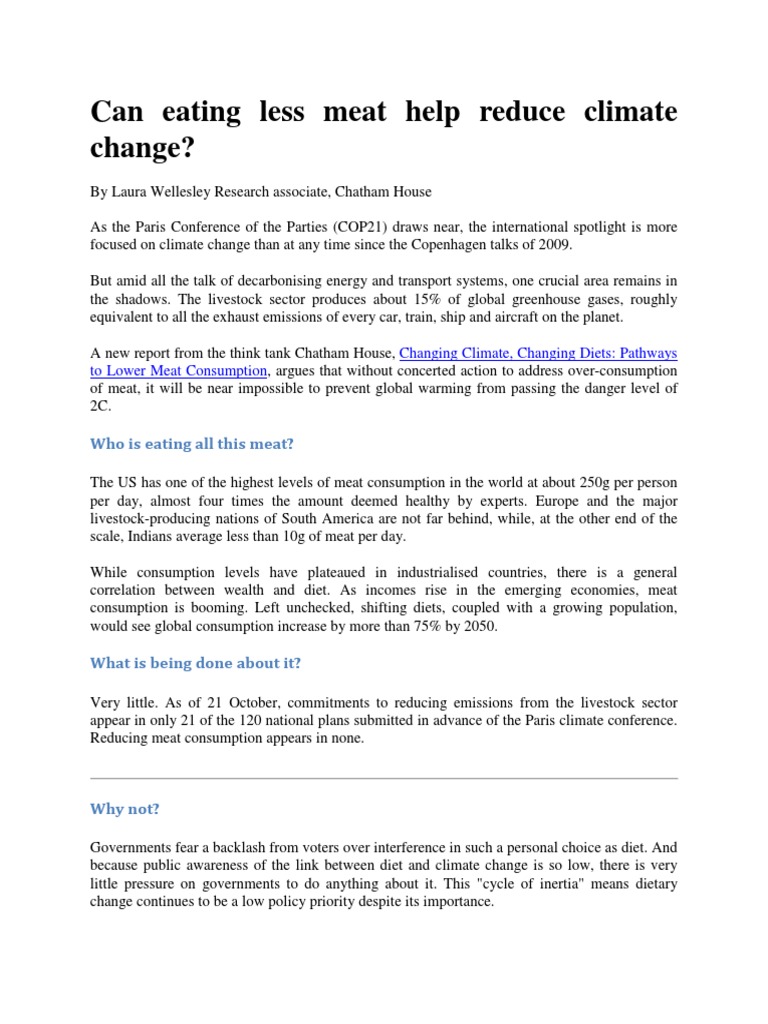Can Eating Less Meat Help Reduce Climate Change | PDF | Climate Change ...