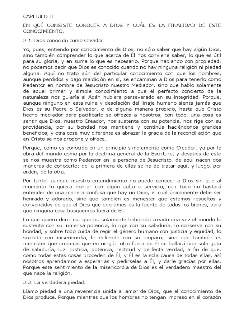 Institucion de Calvino Libro 1 Cap 2 | PDF | Cristo (título) | Dios