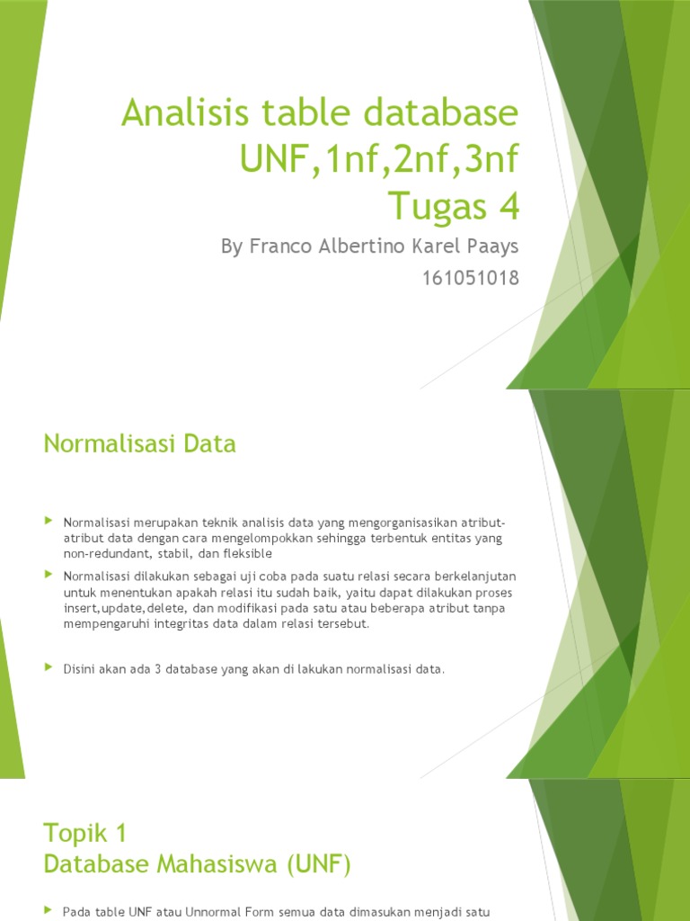 Analisis Table Database UNF, 1nf, 2nf, 3nf | PDF