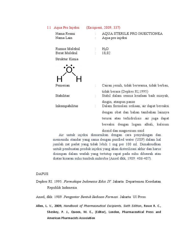 Aqua Pro Injeksi | PDF