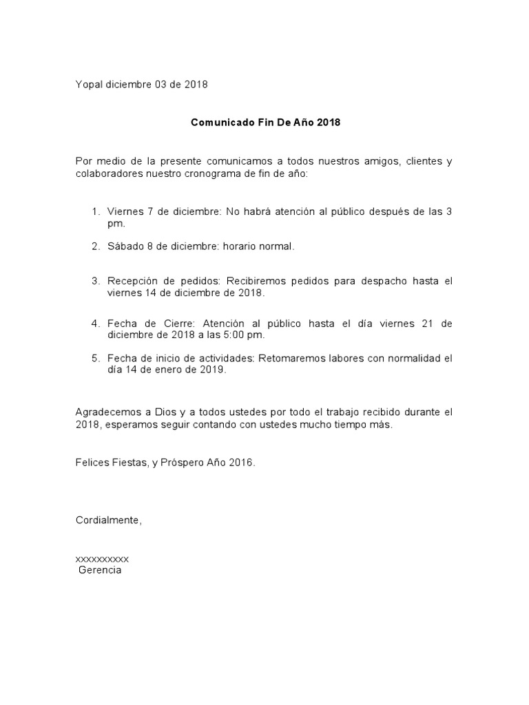 Comunicado A Clientes | PDF
