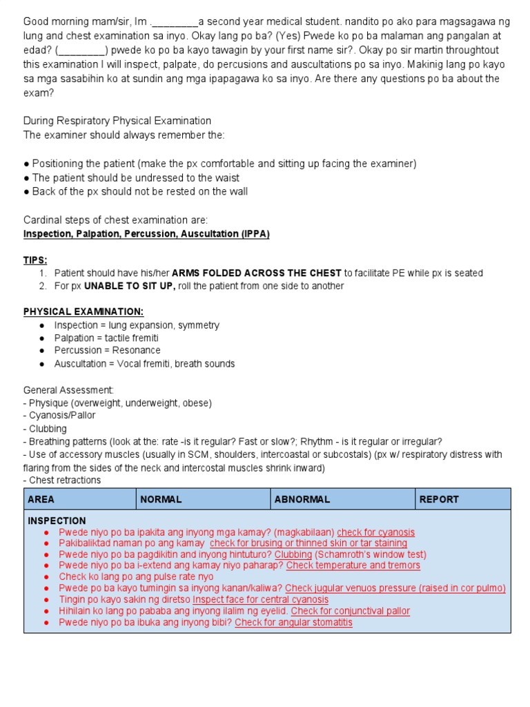 Inspection, Palpation, Percussion, Auscultation (IPPA) Tips | PDF ...