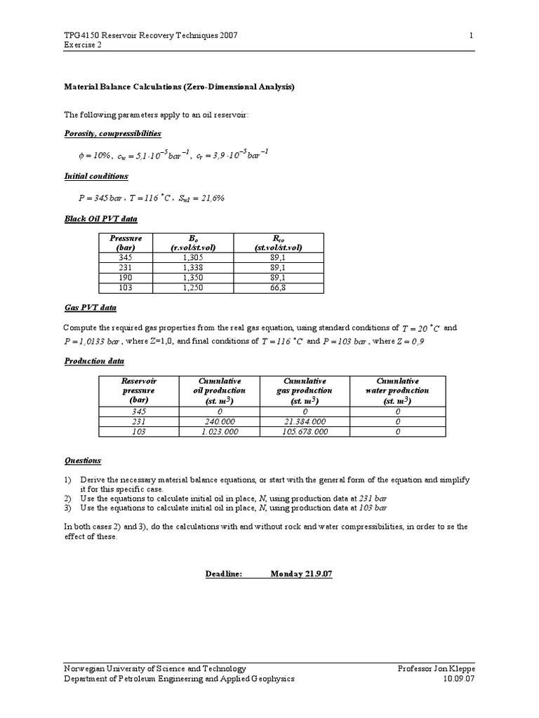 Exercise 2-Material Balance Calculations (Zero-Dimensional Analysis ...