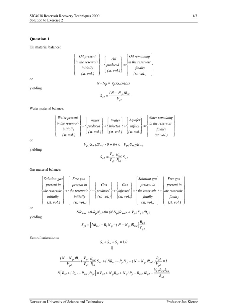 Solution To Exercise 2-Material Balance Calculations (Zero-Dimensional ...