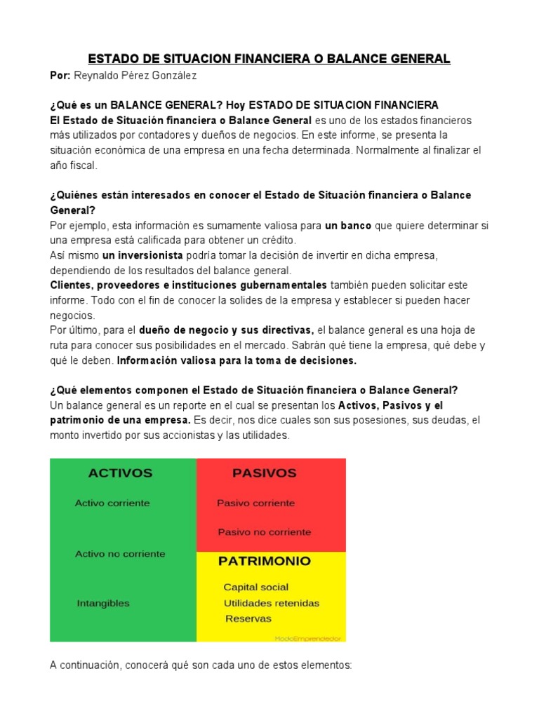 Elementos del Balance General Empresarial | PDF | Contabilidad | Empresas