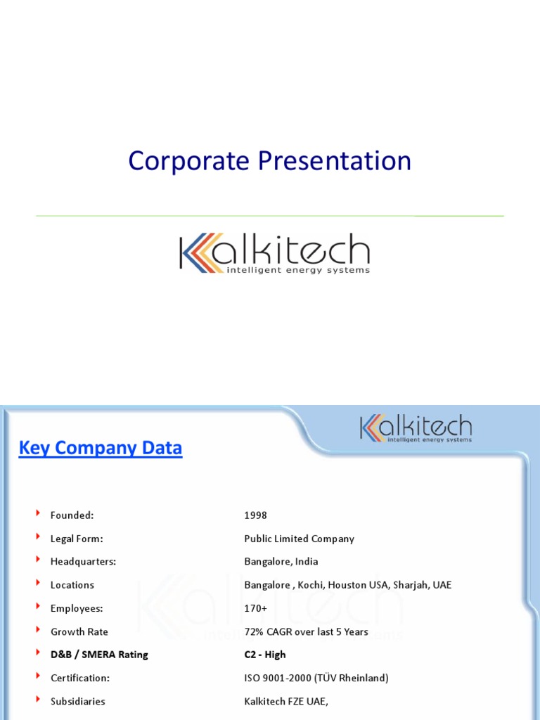 Kalkitech Corporate Presentation | PDF | Smart Grid | Electrical Grid