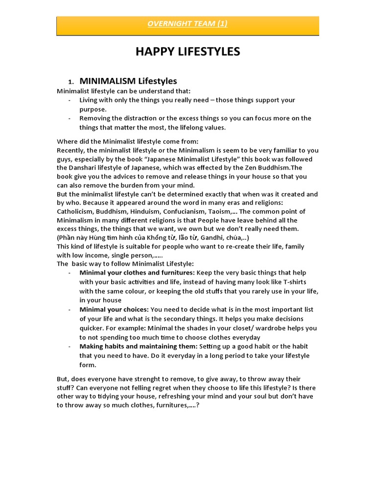 Milimalism Lifestyle | PDF | Simple Living | Clothing