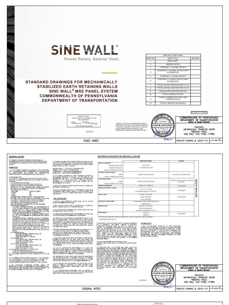 MSE Standard Drawings Pennsylvania Department of Transportation-NP77 ...