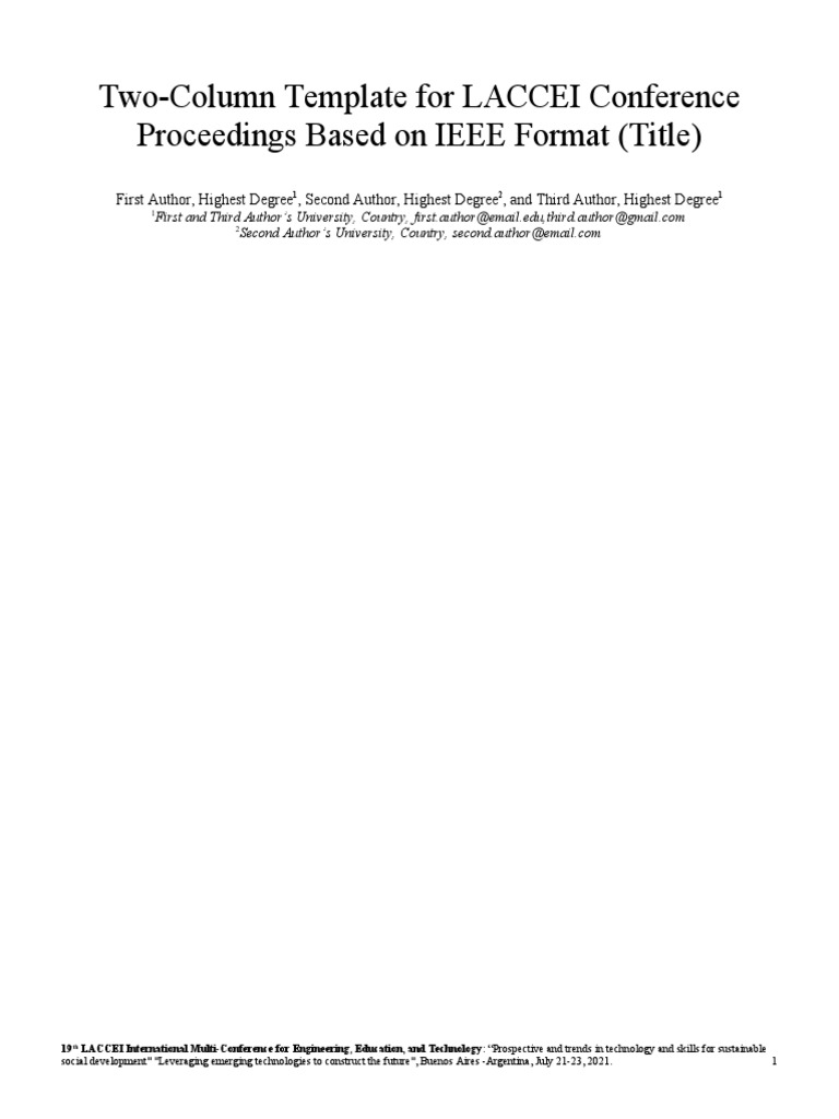 Two-Column Template For LACCEI Conference Proceedings Based On IEEE ...