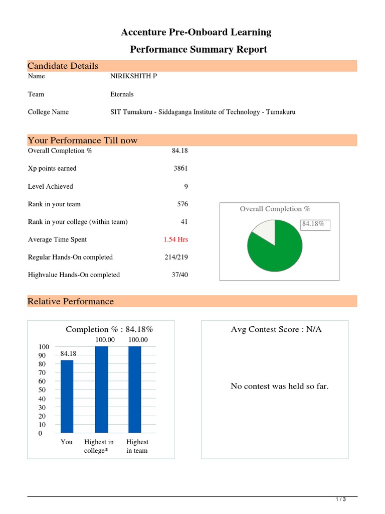 Accenture Pre-Onboarding Performance Summary | PDF | Software ...