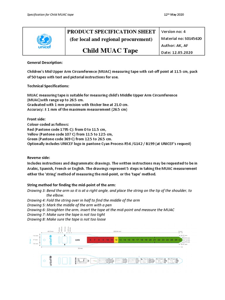 MUAC Tape Child Specification May2020 | PDF
