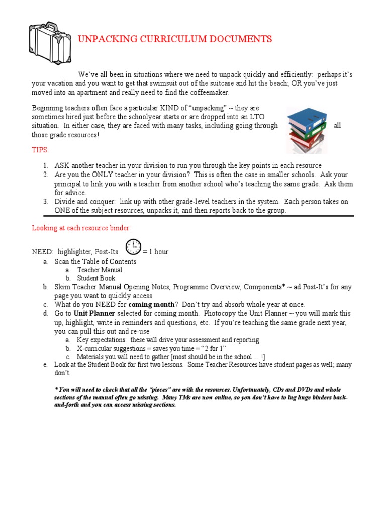 Unpacking Curriculum Documents | PDF