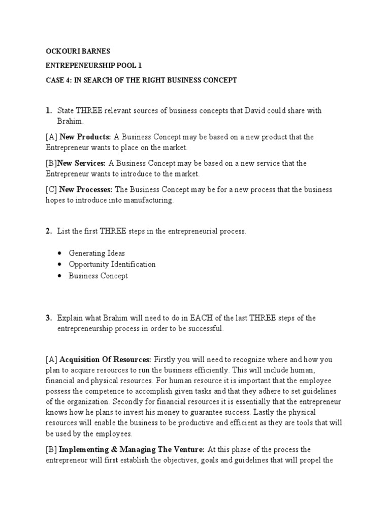 In Search of The Right Business Concept | PDF | Entrepreneurship | Business