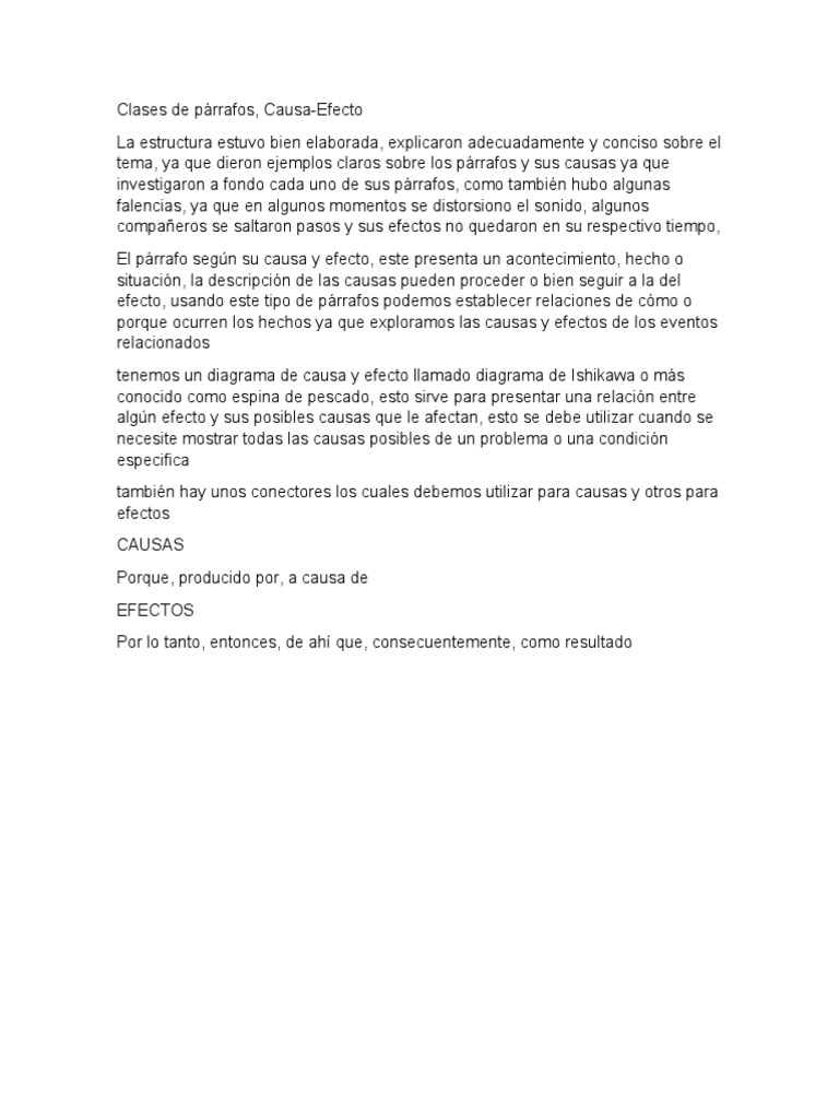 Estructura de Párrafos Causa-Efecto | PDF