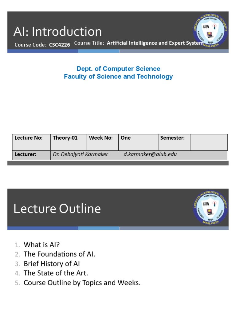 AI Course Overview & Policies | PDF | Knowledge Representation And ...