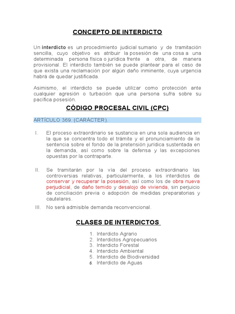 Concepto de Interdicto | PDF