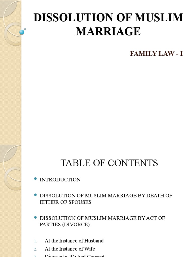 Dissolution of Muslim Marriage | PDF | Divorce | Husband