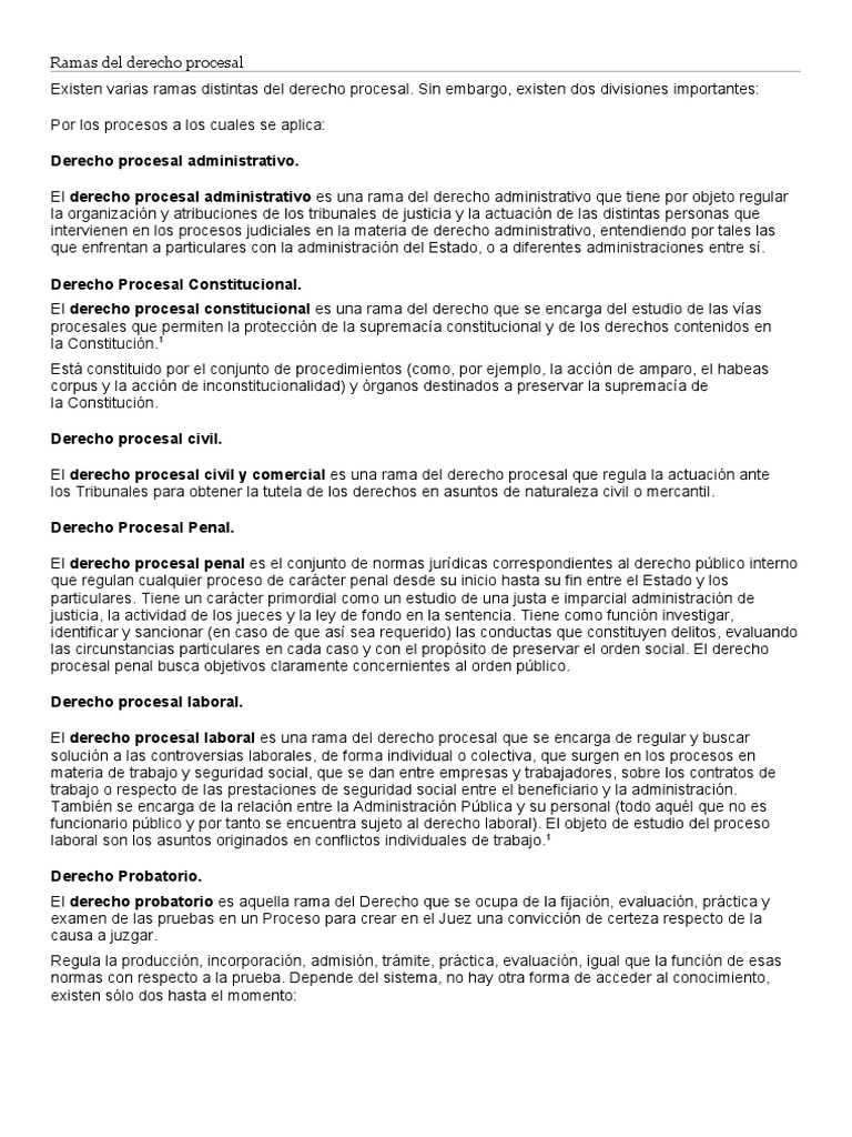 Ramas Del Derecho Procesal | PDF | Ley procesal | Derecho penal