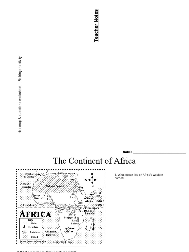 Africa Map Worksheets 1 of 2 | PDF