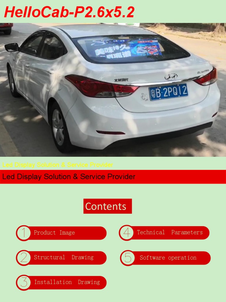 HelloCab P2.6x5.2 Taxi Rear Window Transparent Led Panel Pro | PDF | Video | Icon (Computing)