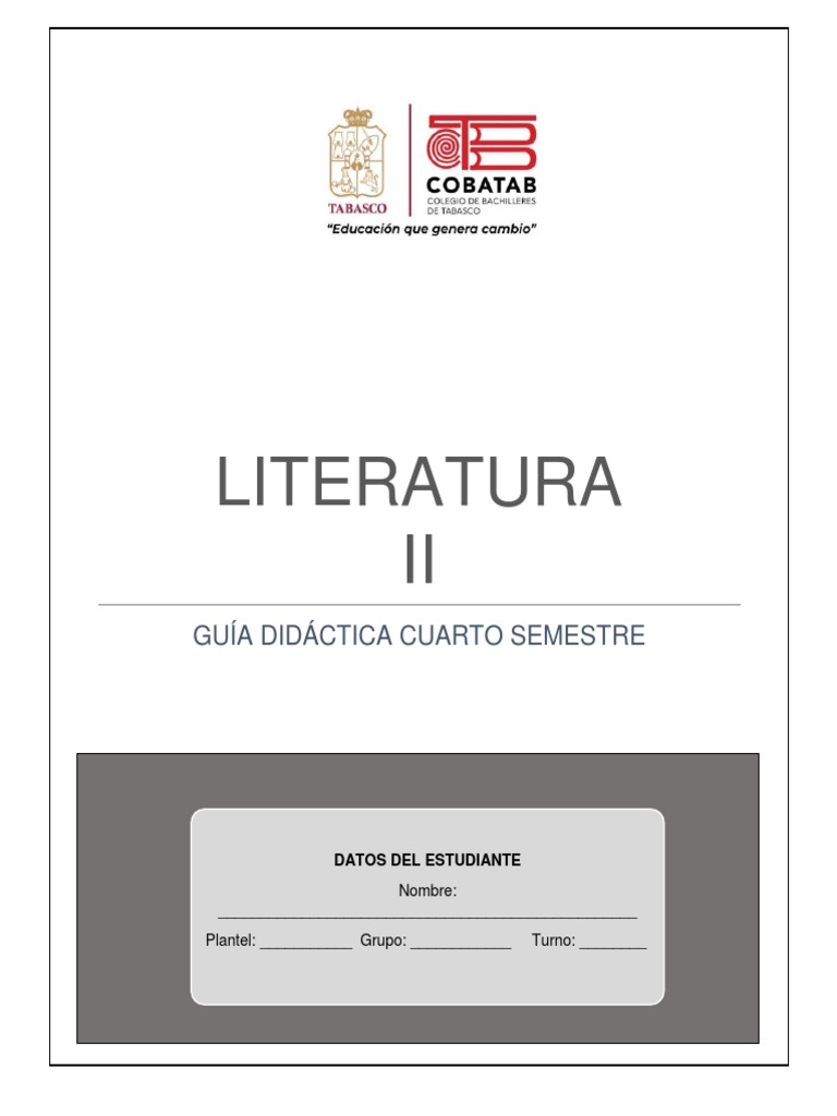 Cuarto Semestre. - Guía Didáctica Del Estudiante. - Literatura II | PDF ...