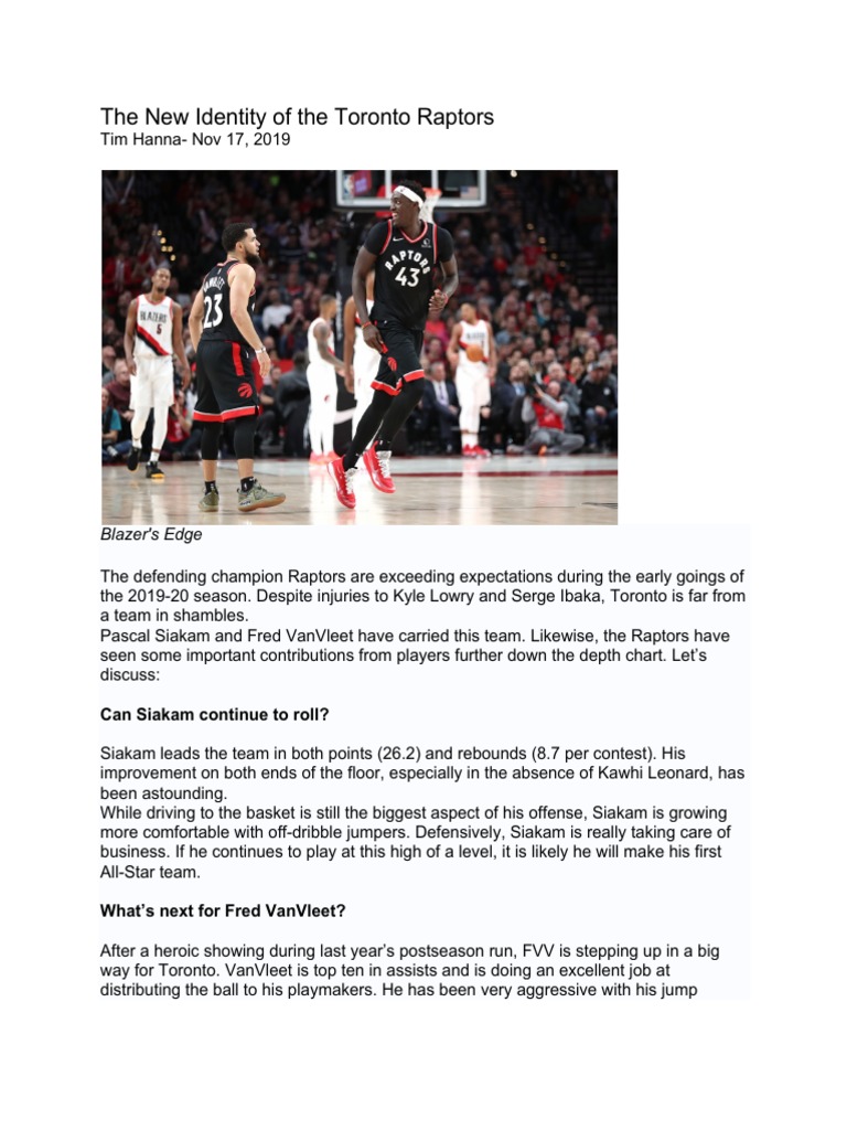 The New Identity of The Toronto Raptors | PDF | National Basketball ...