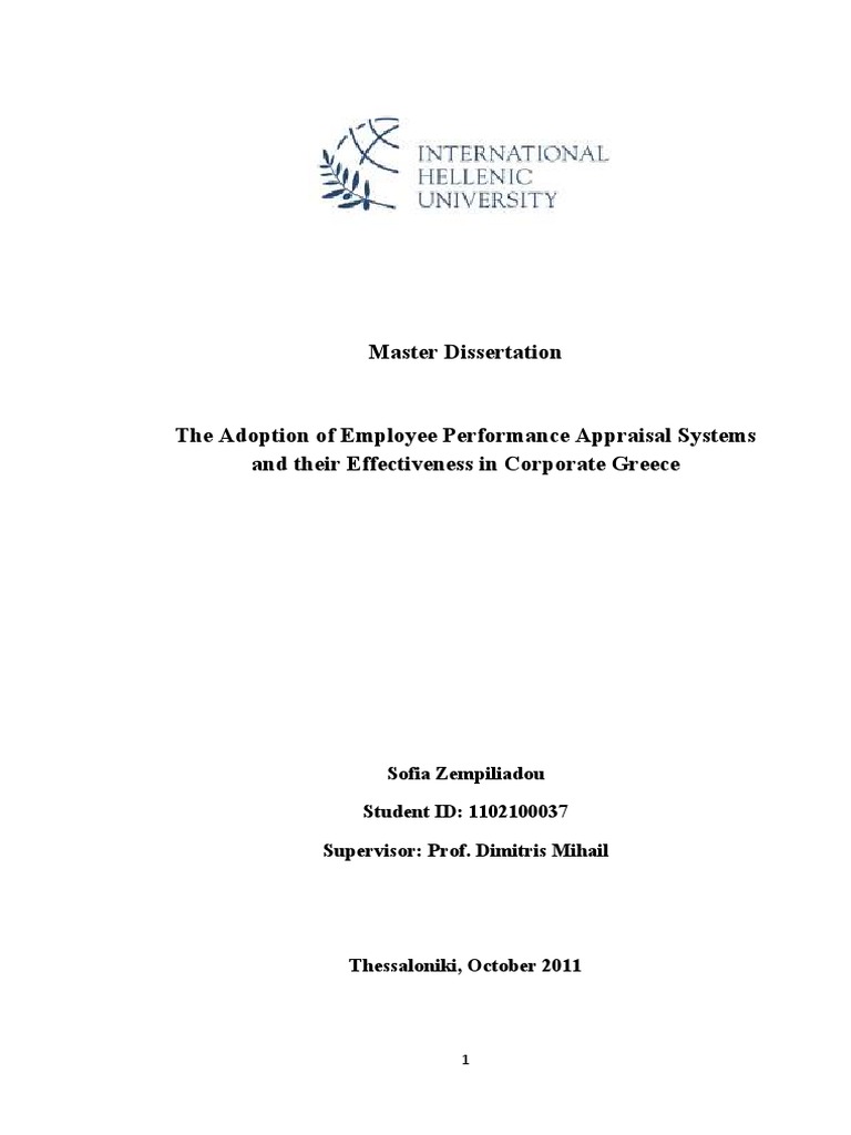 Master Dissertation: Sofia Zempiliadou Student ID: 1102100037 Supervisor: Prof. Dimitris Mihail ...