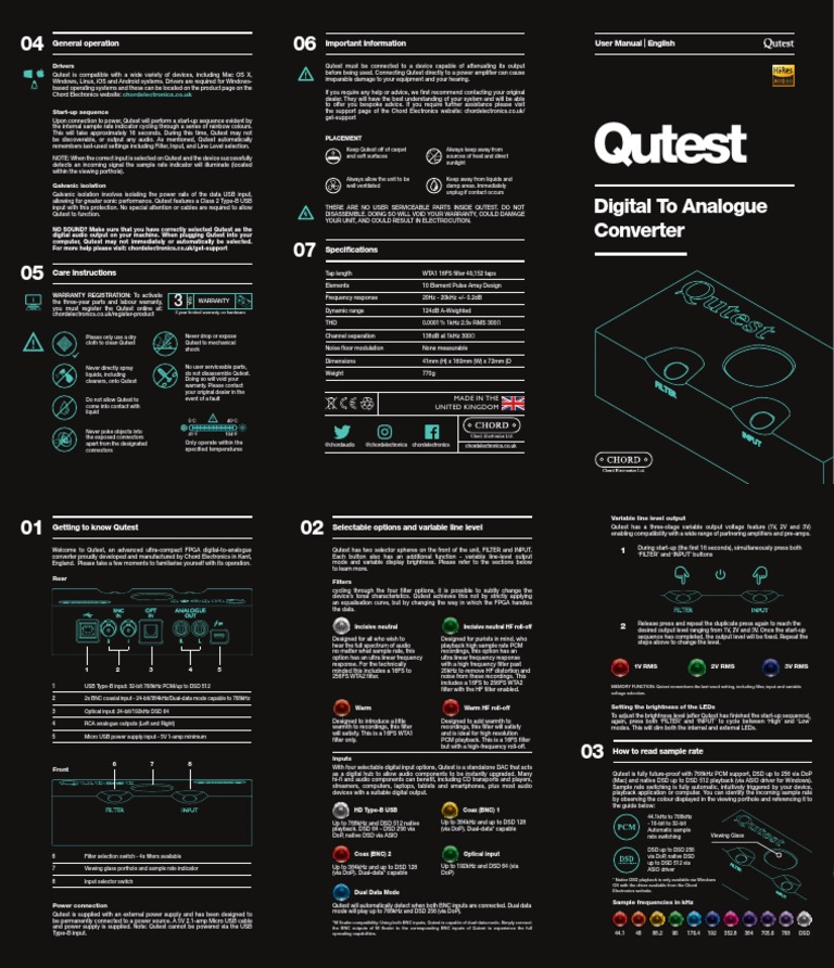 Qutest: User Manual English Important Information General Operation ...