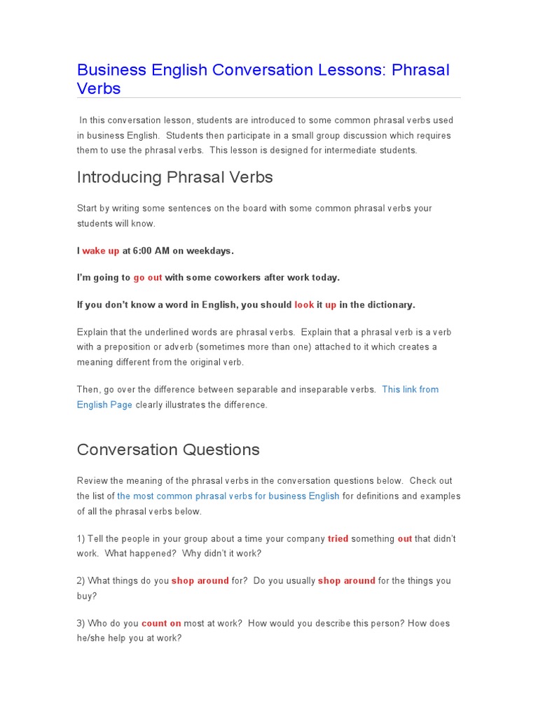 Business English Conversation Lessons | PDF | Phrase | English Language