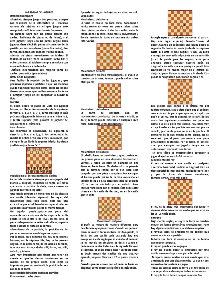 Las Reglas Del Ajedrez | PDF | Ajedrez | Juegos de estrategia abstractos