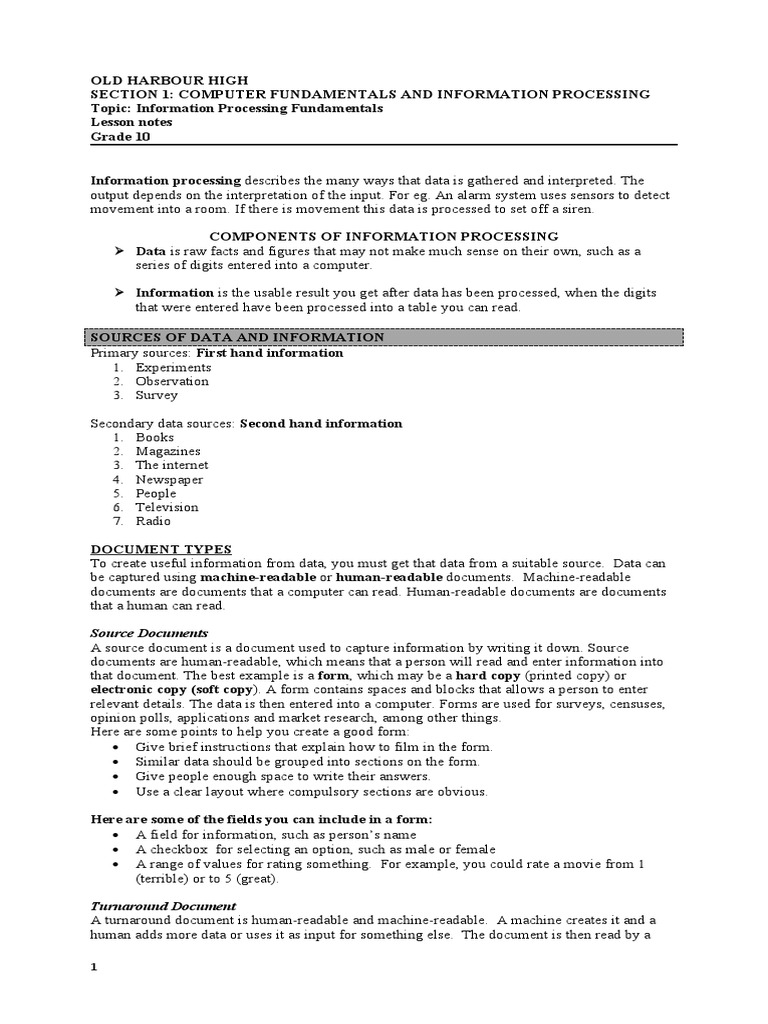 Information Processing Lesson Notes 2020 | PDF | Database Index ...
