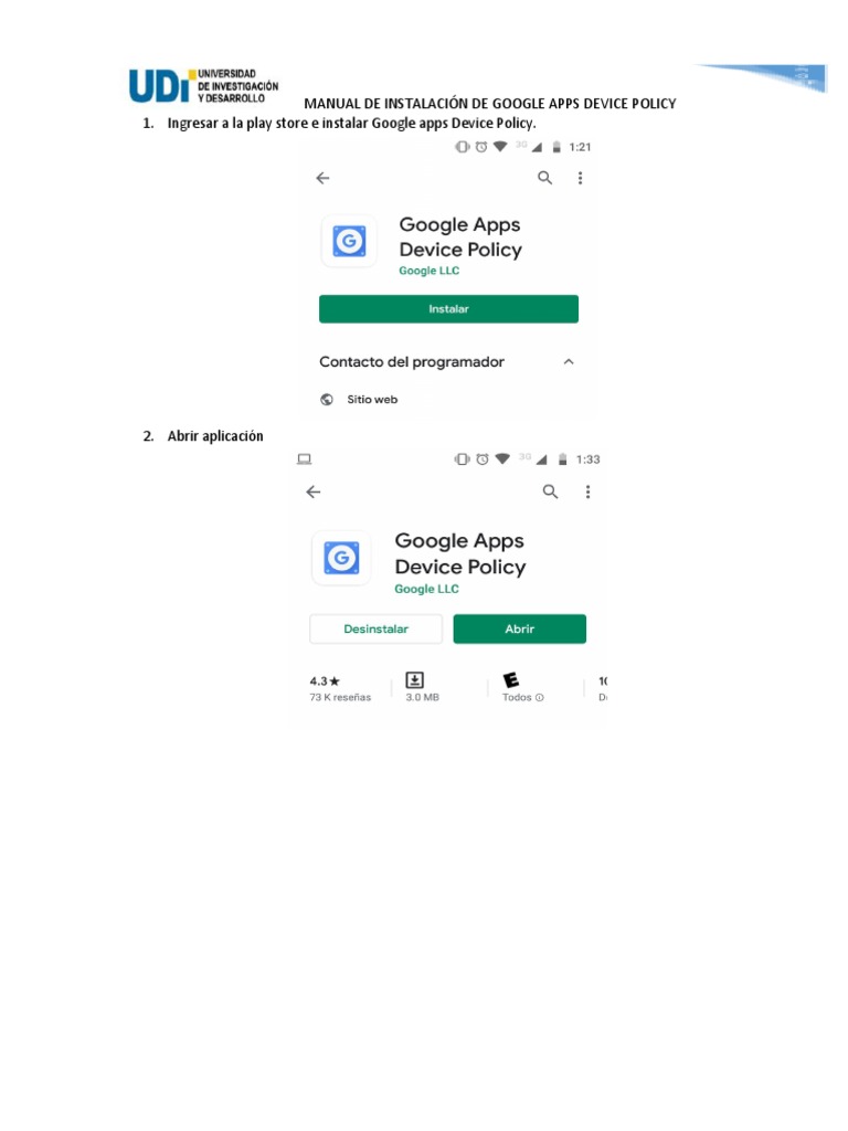 Manual Instalación Google Apps Device Policy v2 | PDF