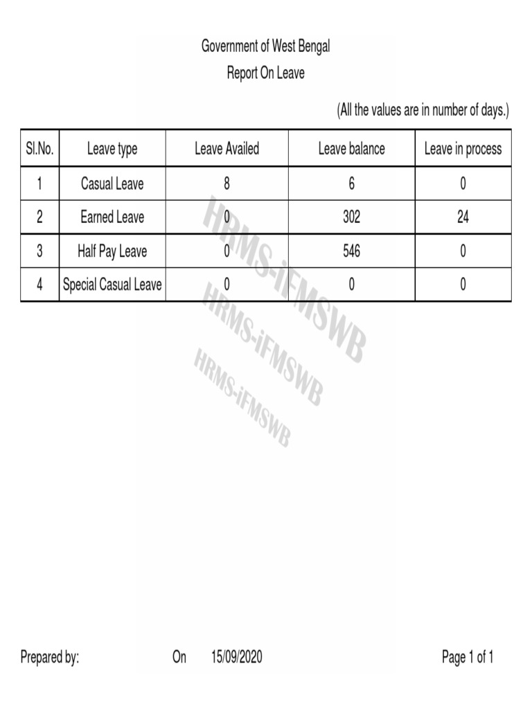 Leave Balance Report | PDF