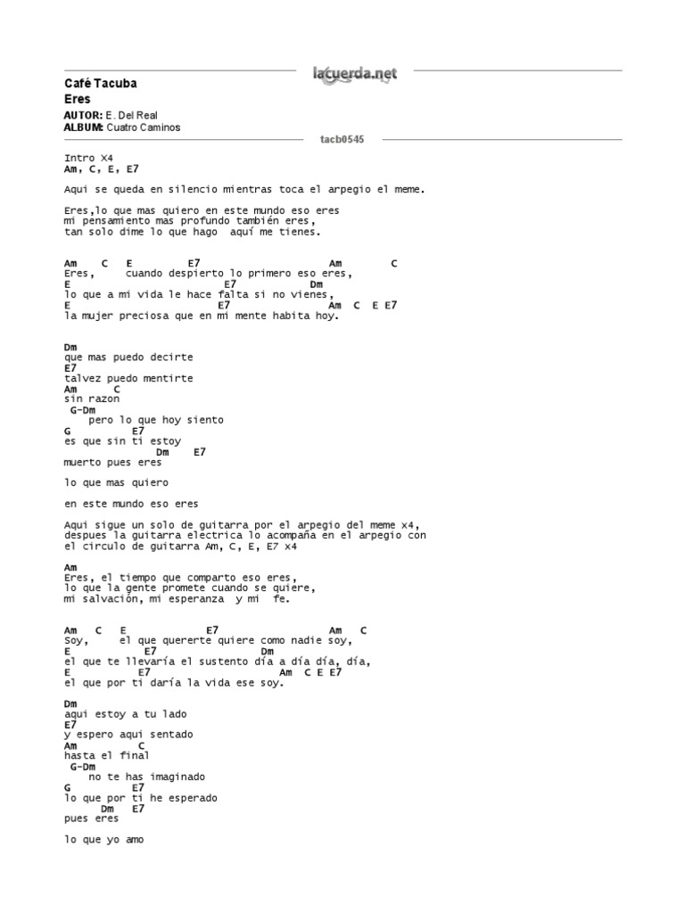 Café Tacuba - Eres | PDF | Poesía