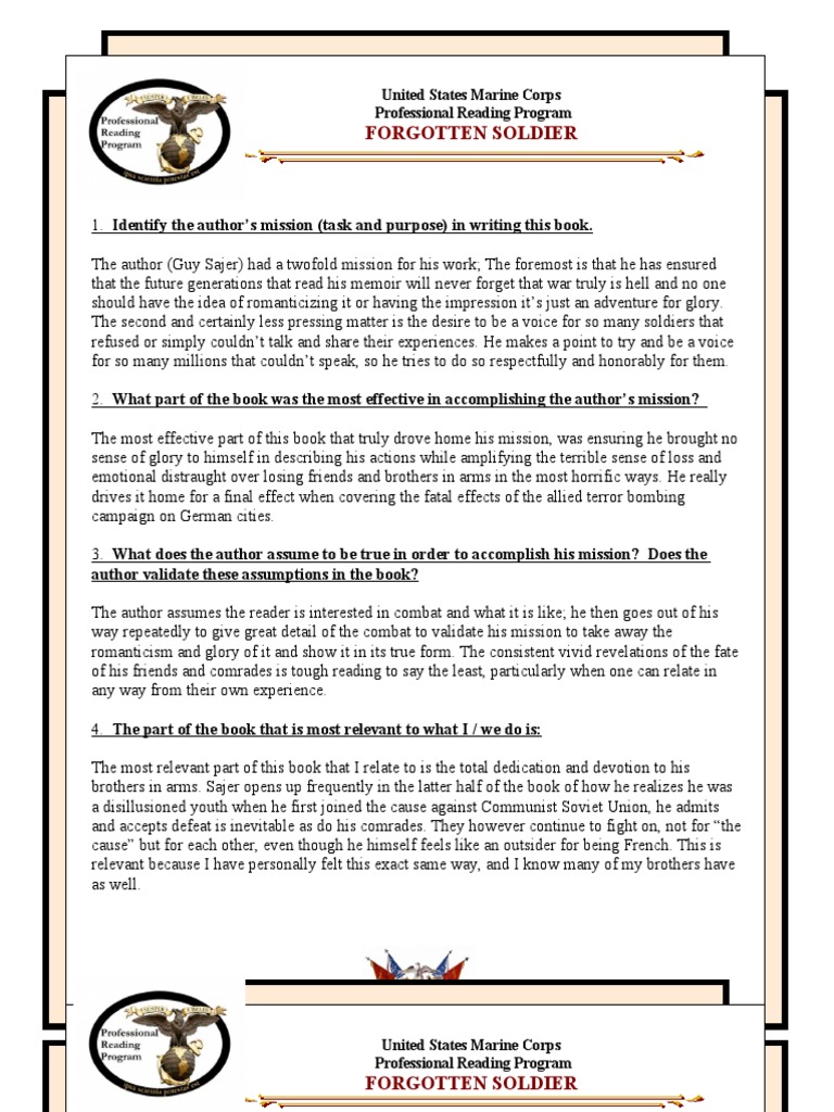 Forgotten Soldier: United States Marine Corps Professional Reading ...