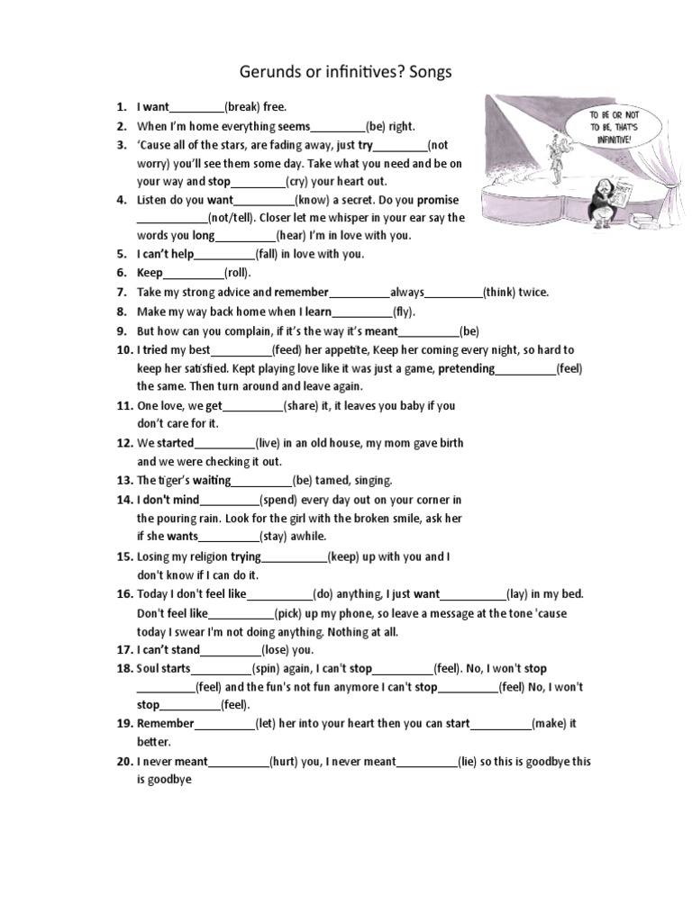 Gerunds or Infinitives? Songs: Keep (Roll) | PDF | Art