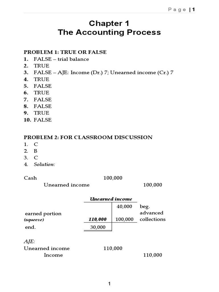 Sol. Man. - Chapter 1 - The Accounting Process - Ia Part 1a | PDF ...