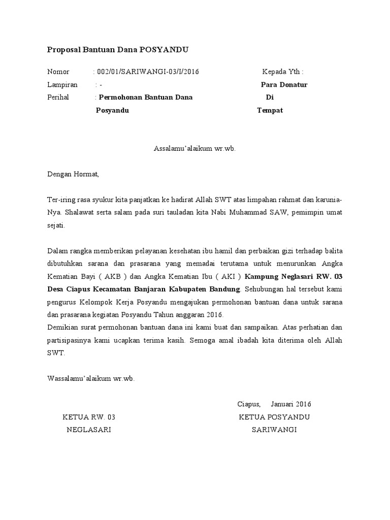 Proposal Bantuan Dana POSYANDU | PDF