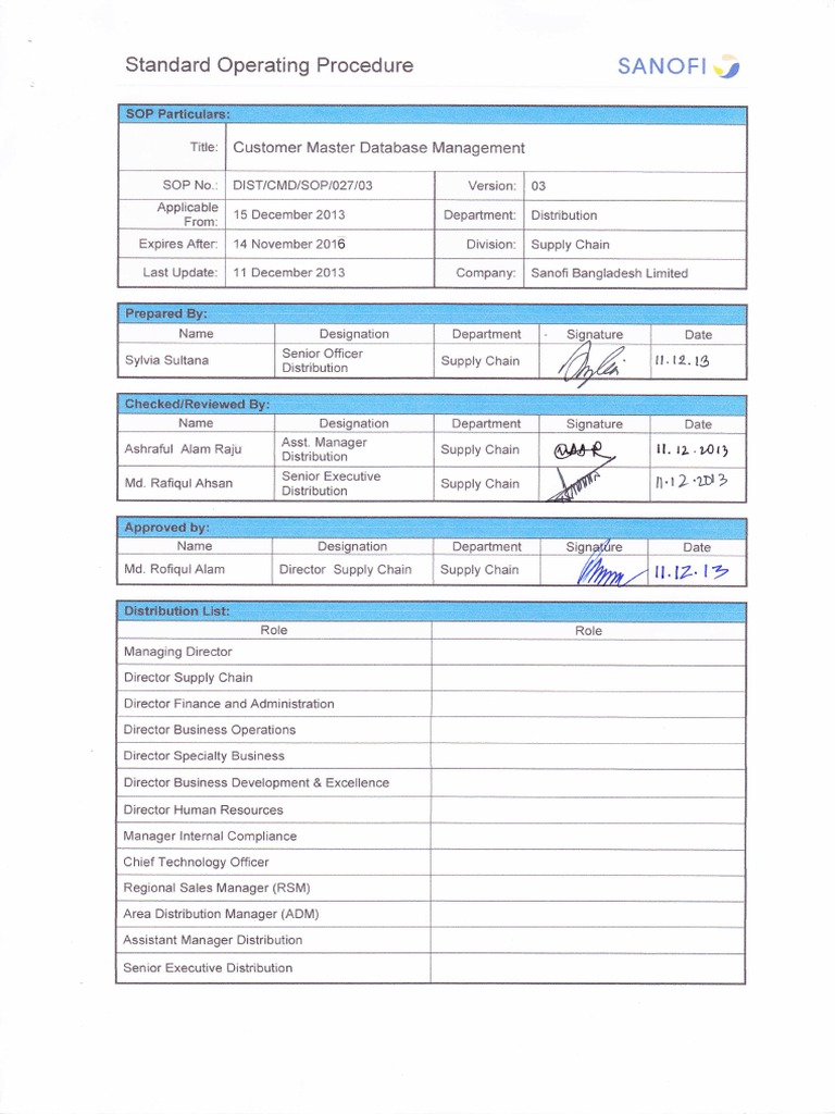 DIST-CMD-SOP-027-03 (Customer Master Database Management) | PDF ...