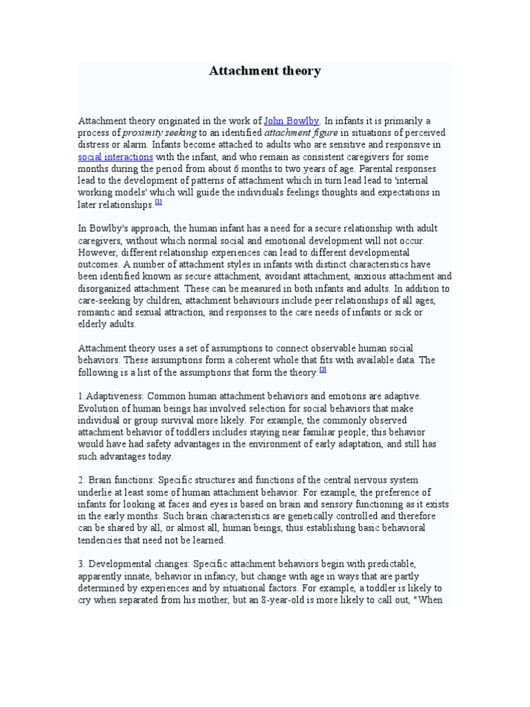 Attachment Theory | PDF | Attachment Theory | Interpersonal Relationships