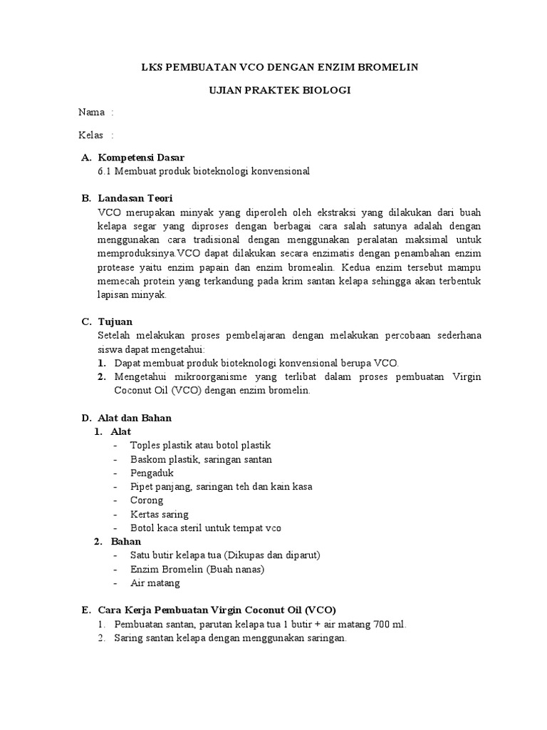 Lks Pembuatan Vco | PDF